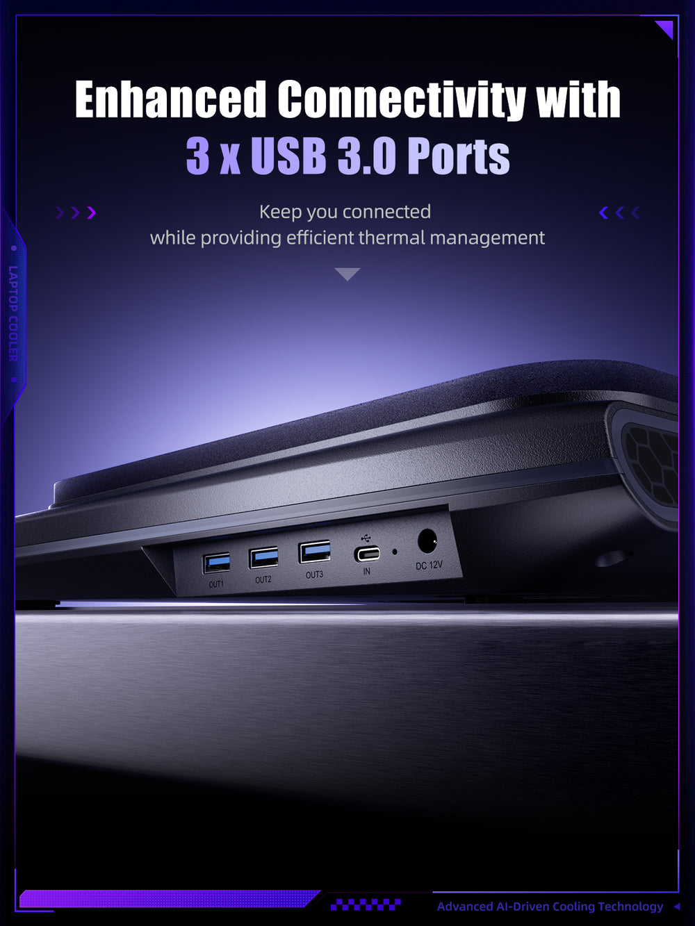 llano V12 Ultra Laptop Cooling Pad with Intelligent Software Control,